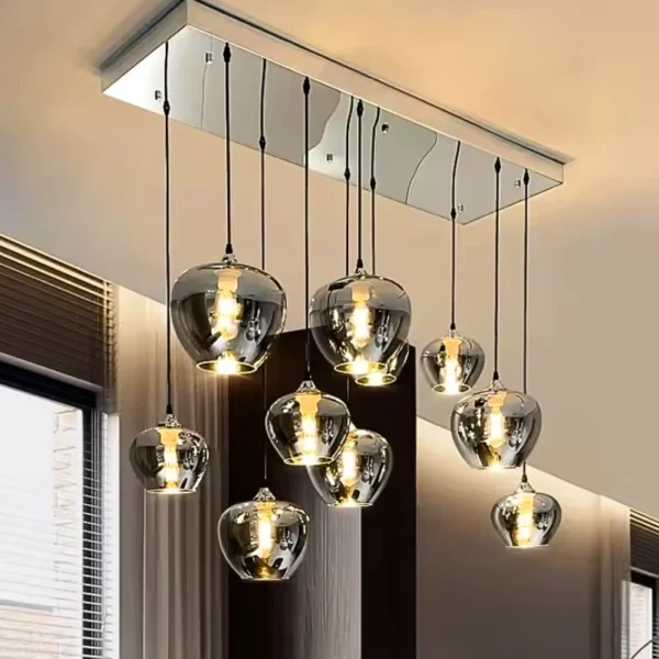 Modern Metallic Glass Pendant Cluster Chandelier - Lighting Grocer Dubai